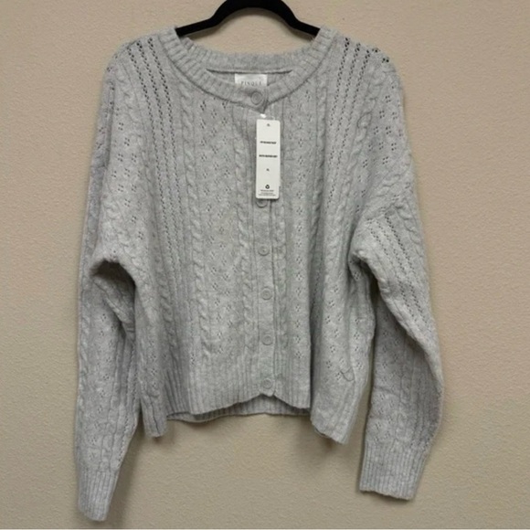 PINQUE | Sweaters | Pinque Amalia Long Sleeve Pointelle Cardigan M ...